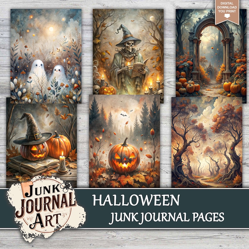 Halloween Junk Journal Kit Digital, Junk Journal Supplies, Junk Journal ...