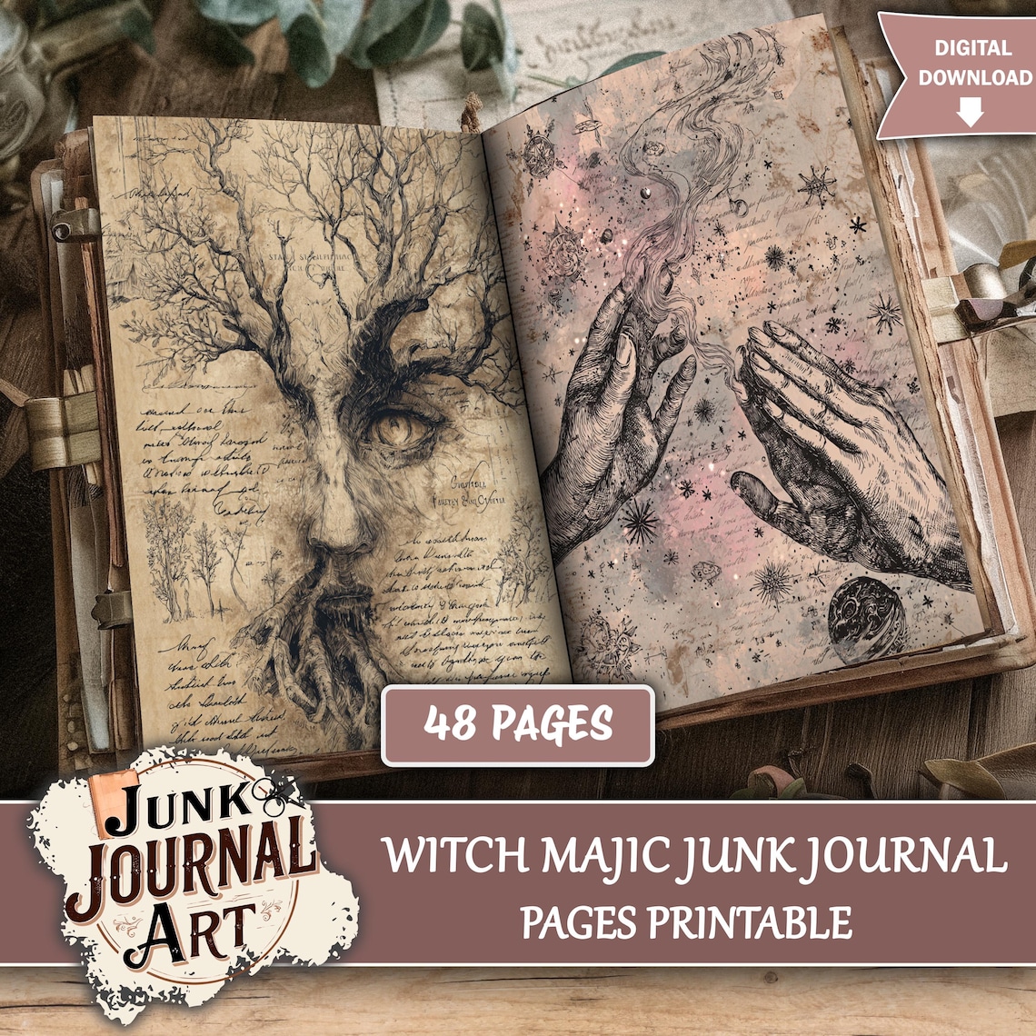 Witch Magic Junk Journal Pages, Junk Journal Supplies, Junk Journal ...
