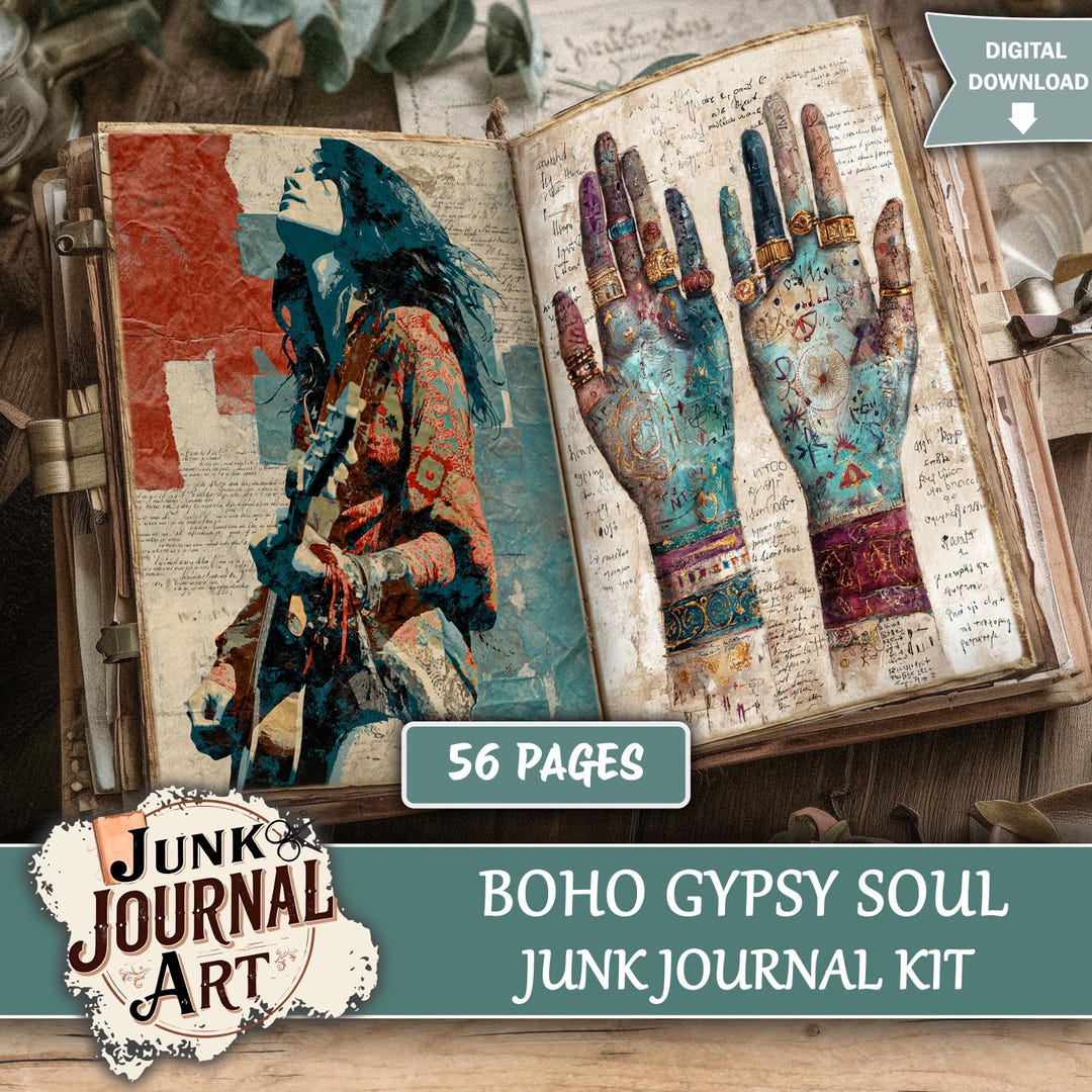Boho Gypsy Soul Junk Journal Pages imprimables - Kit de hippie ...