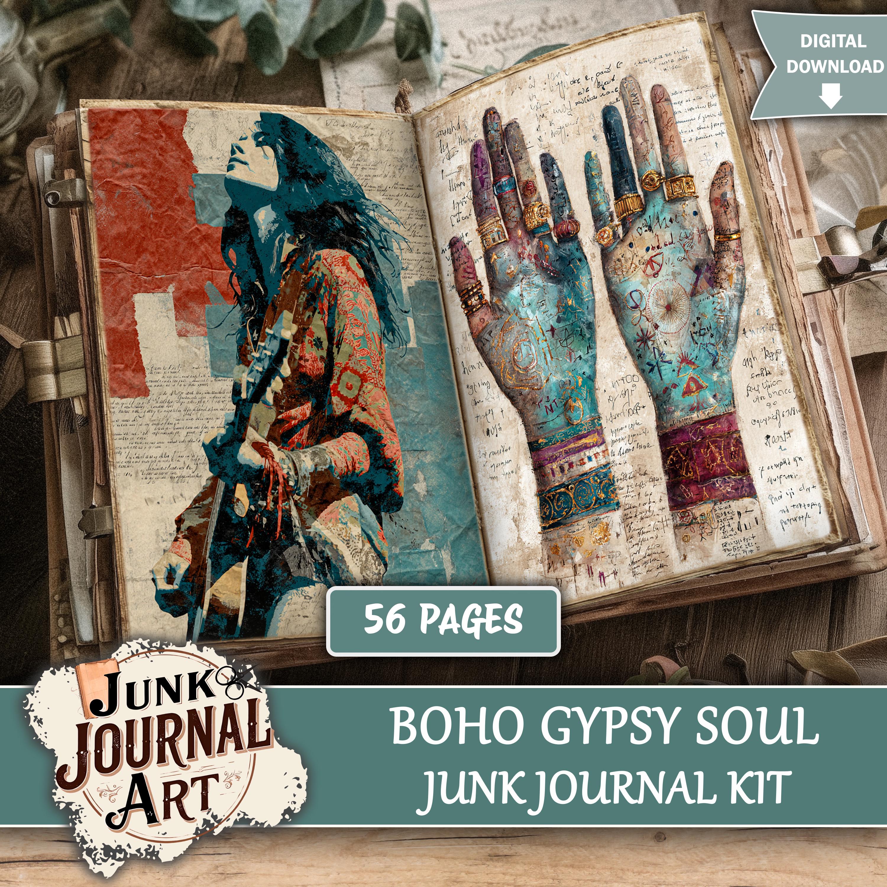 Boho Gypsy Soul Junk Journal Printable Pages - Spiritual Hippie Kit ...