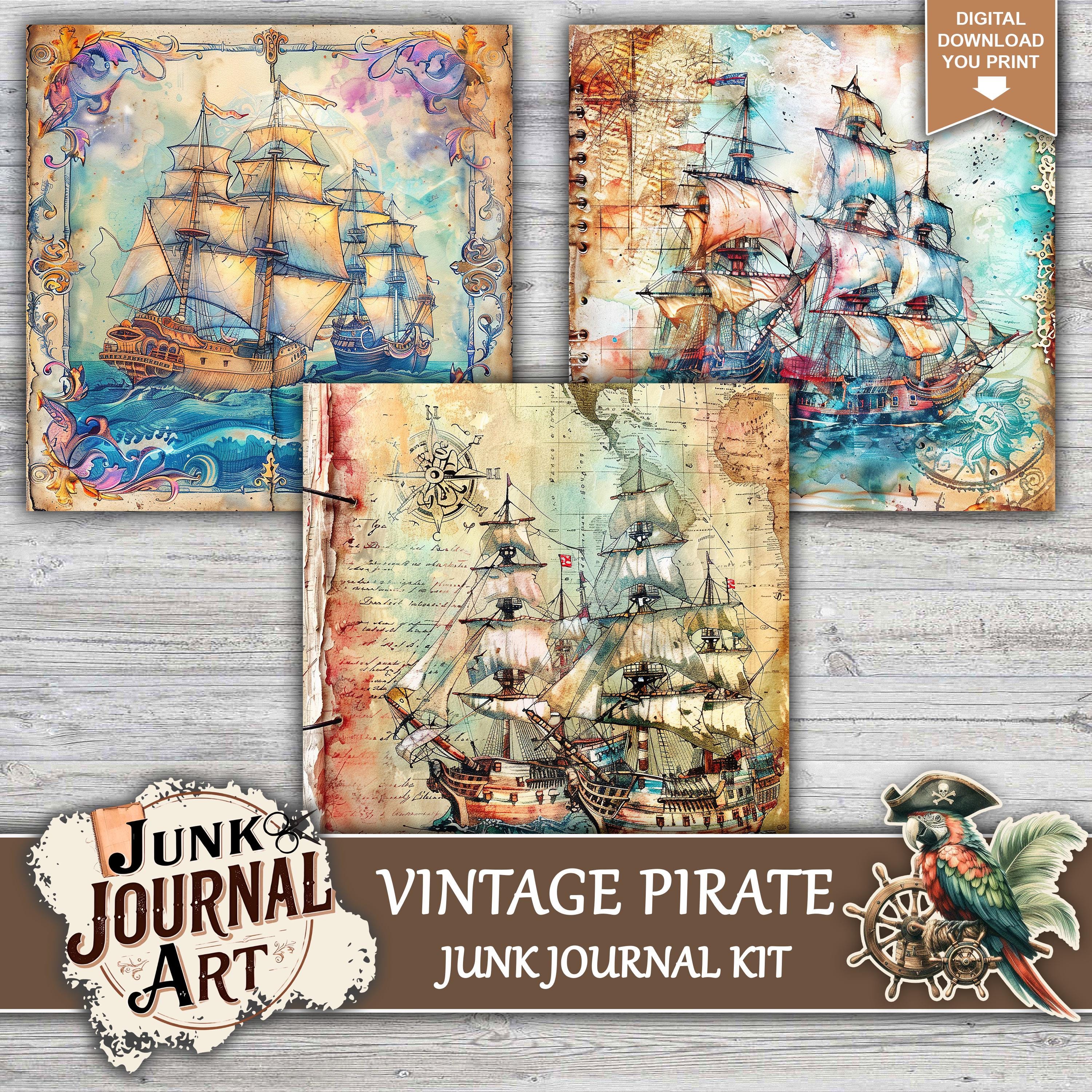 Pirate Junk Journals, Junk Journal Supplies, Junk Journal Kits, Vintage ...