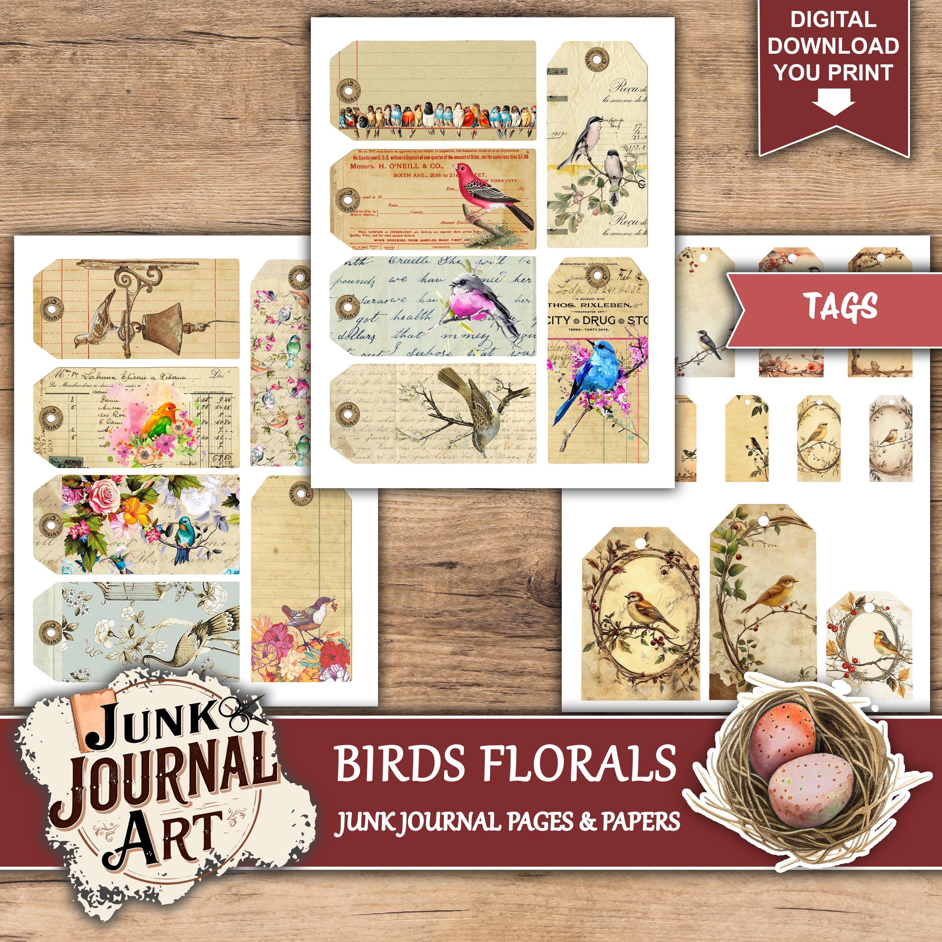 Bird Junk Journal Paper, Junk Journal Supplies, Junk Journal Kits, Bird ...