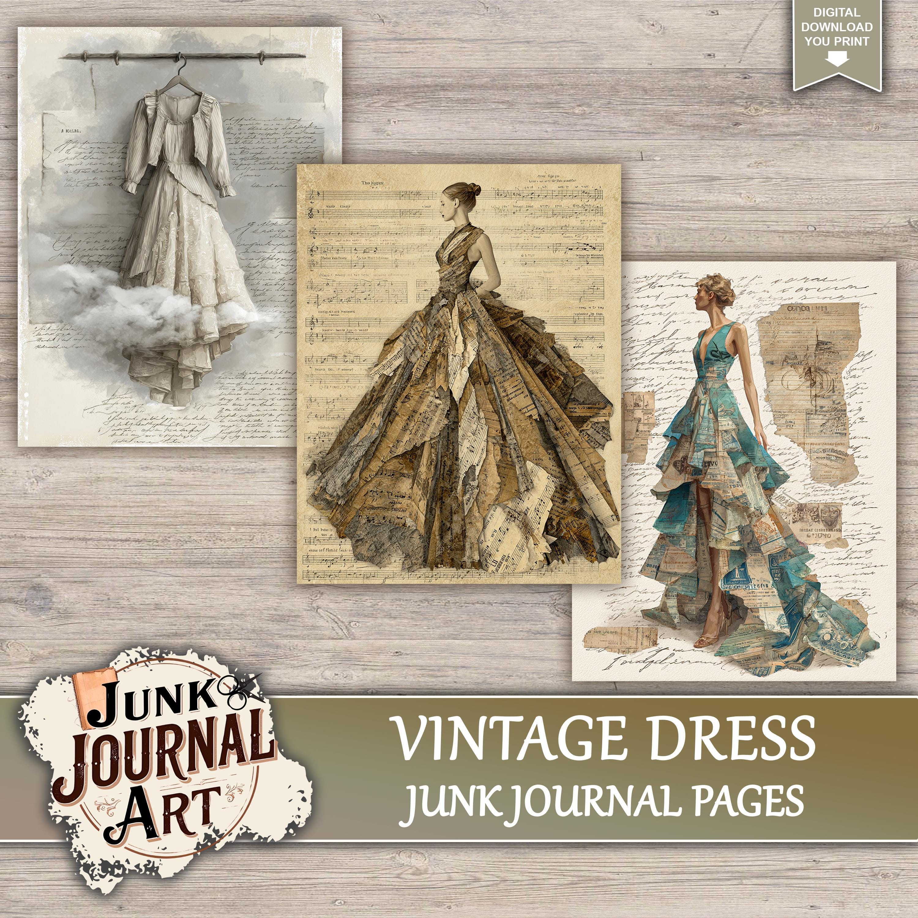 Vintage Dress Junk Journal Printable Pages - Fashion Illustration Kit ...