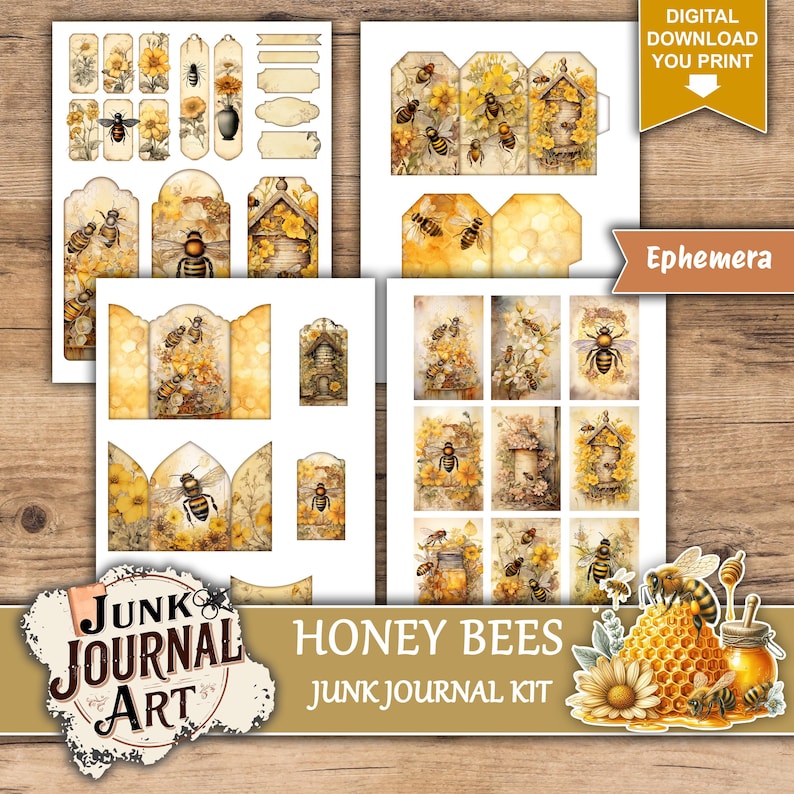 Honey Bees Clipart, Bee Ephemera, Bee Sticker, Honey Clipart, Honey Bee ...