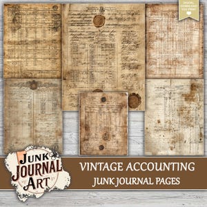 Old Ledger Junk Journal Printable Pages - Vintage Accounting Ephemera ...