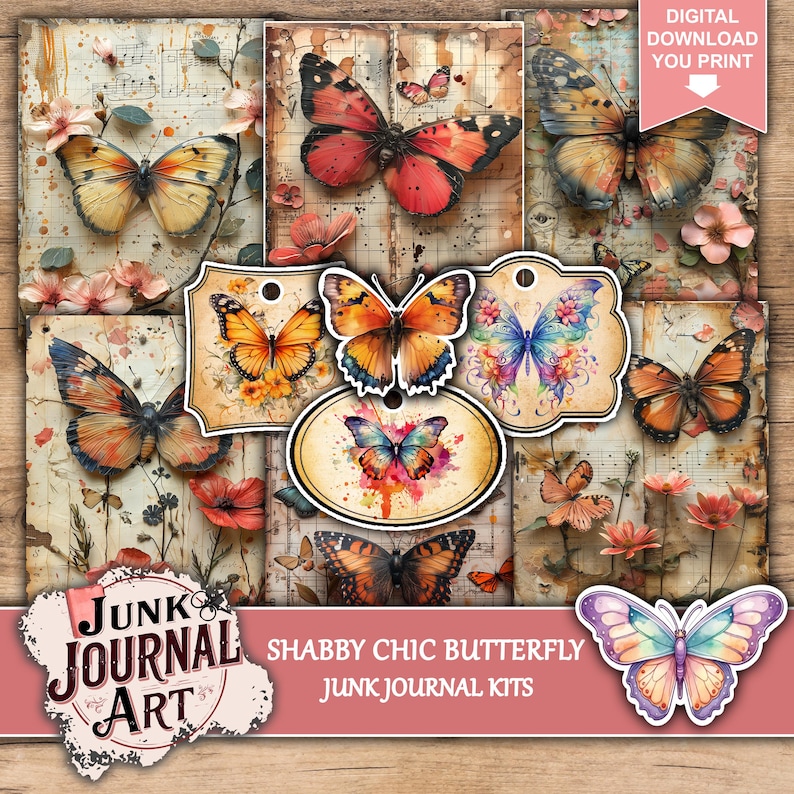 Butterfly Junk Journal Papers, Junk Journal Supplies, Junk Journal Kits ...