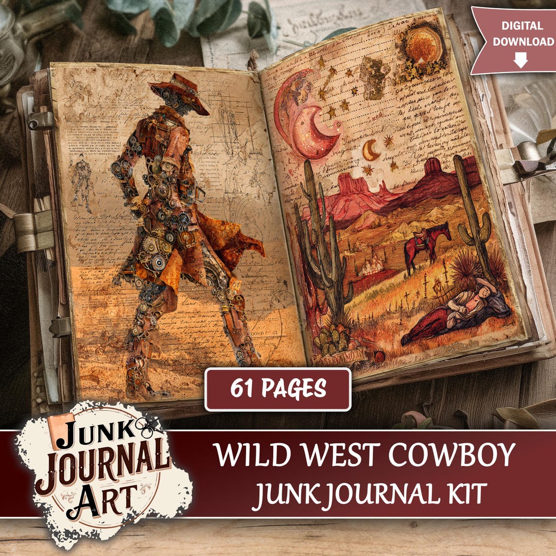 Wild West Cowboy Junk Journal Printable Pages - Steampunk Western Kit ...