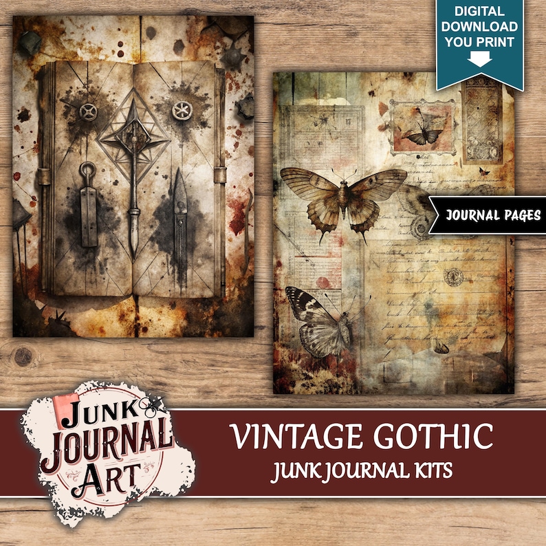 Gothic Journal Kits, Junk Journal Supplies, Gothic Junk Journal Kits ...