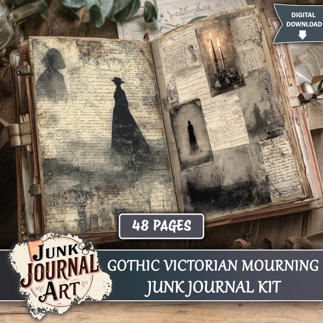 Gothic Victorian Mourning Junk Journal Printable Pages - Black Lace Kit ...