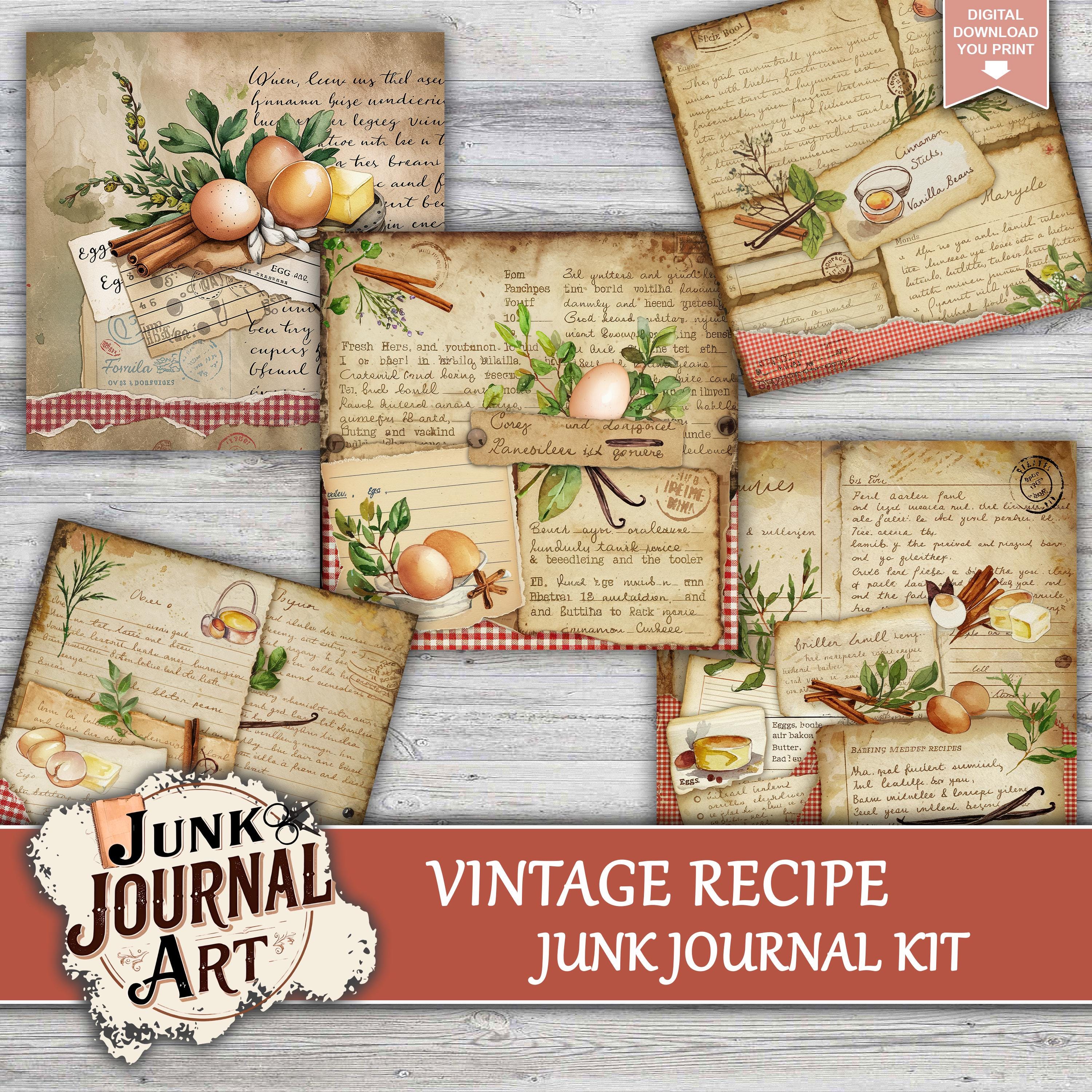 Recipe Junk Journal Kits Printables, Kitchen Junk Journal, Junk Journal ...