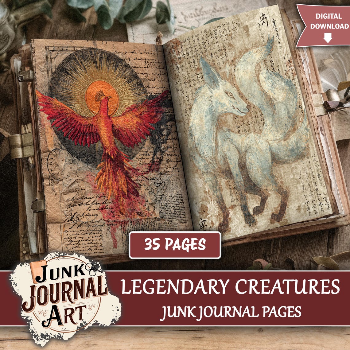 Legendary Creatures Junk Journal Pages, Junk Journal Supplies, Fantasy ...