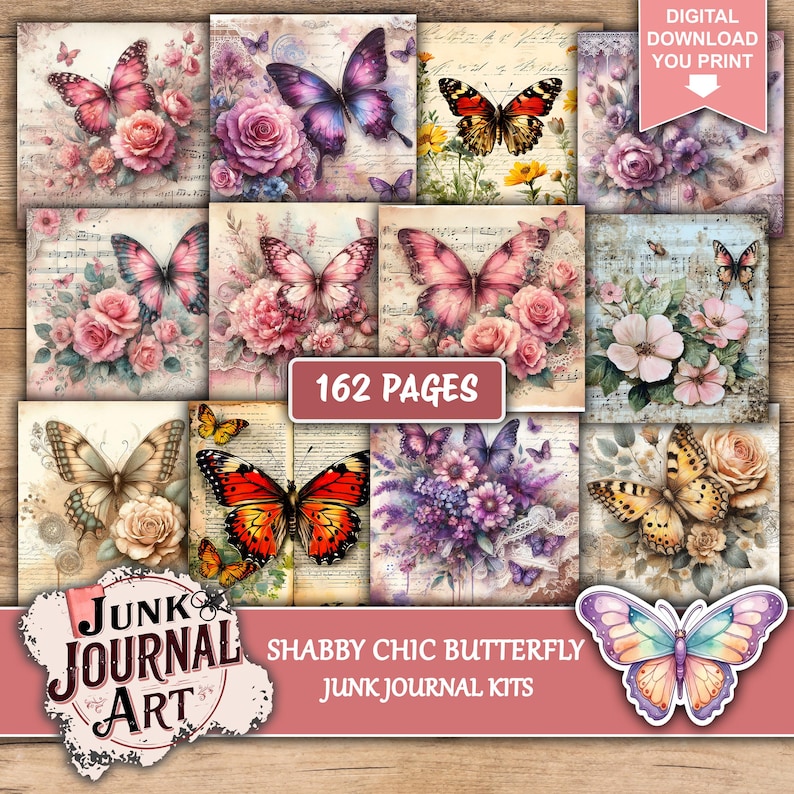 Butterfly Junk Journal Papers, Junk Journal Supplies, Junk Journal Kits ...