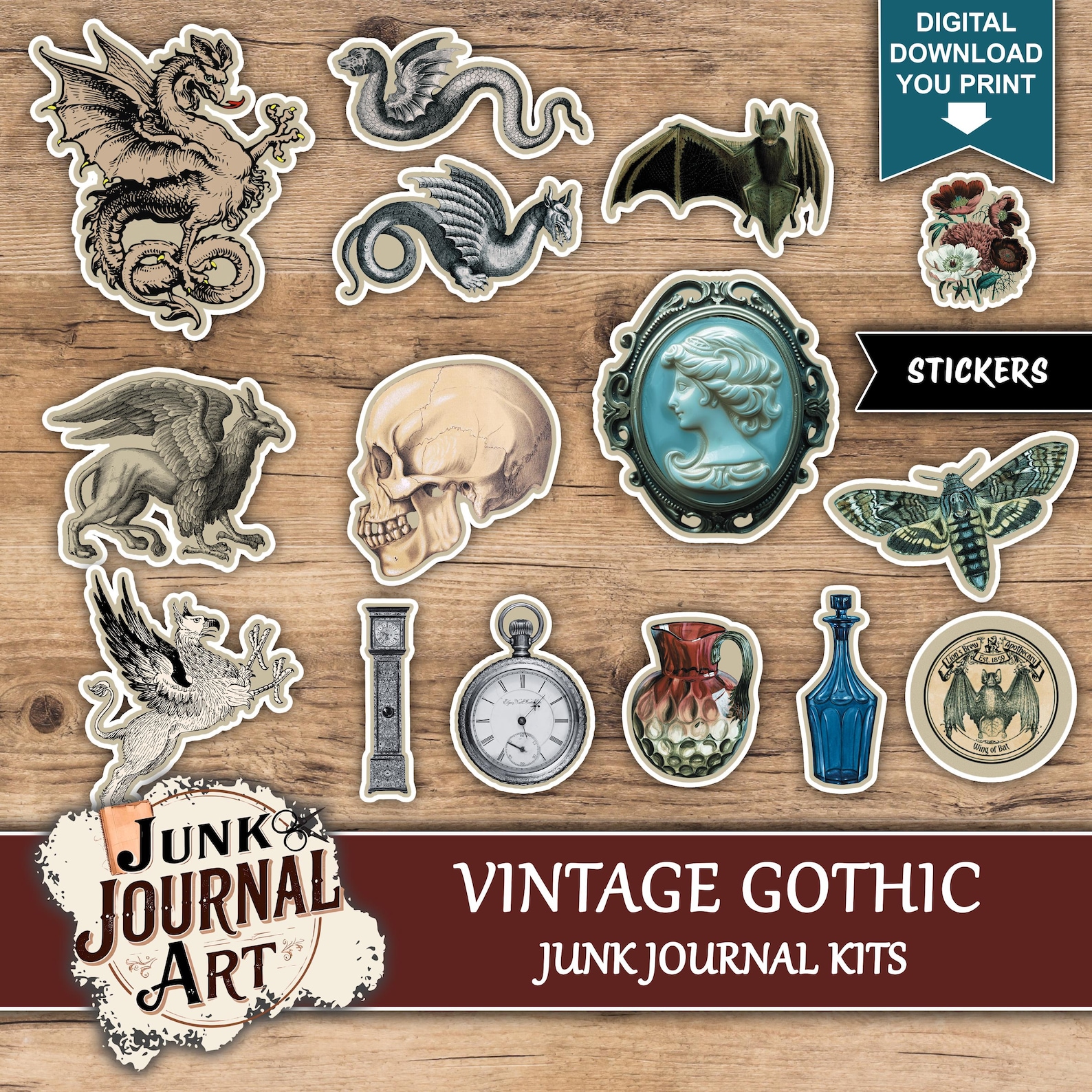 Gothic Journal Kits, Junk Journal Supplies, Gothic Junk Journal Kits ...