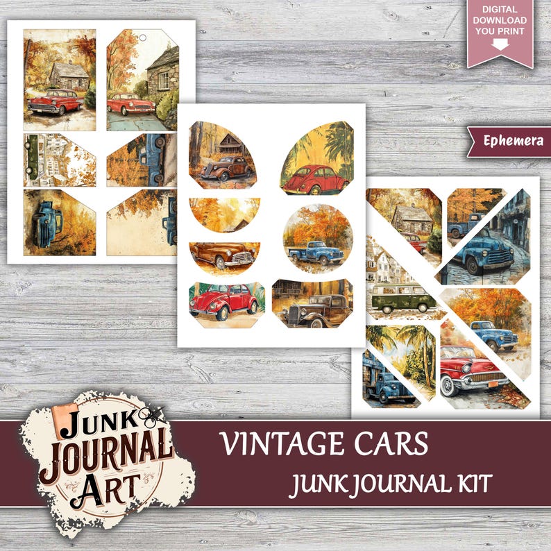 Old Car Junk Journal, Junk Journal Supplies, Junk Journal Kits, Vintage ...