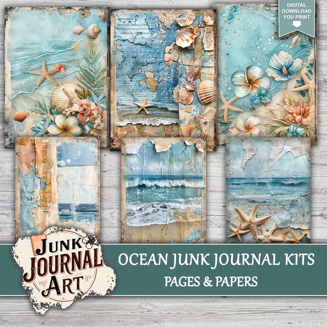 Ocean Junk Journal, Junk Journal Supplies, Junk Journal Kits, Summer ...
