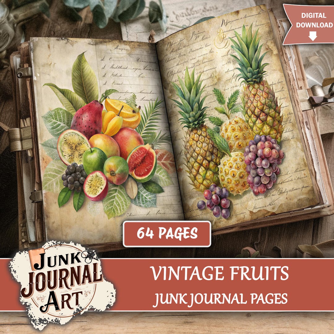Vintage Fruits Junk Journal Pages, Junk Journal Supplies, Junk Journal ...