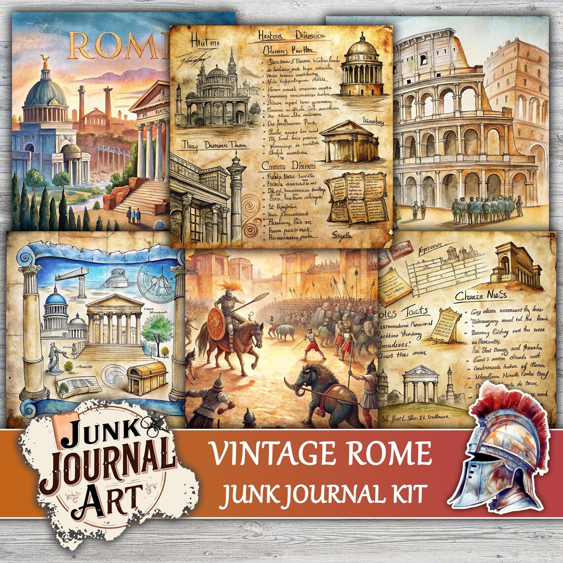 Vintage Rome Junk Journal, Junk Journal Supplies, Junk Journal Kits ...