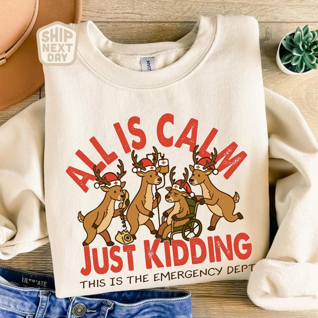 Emergency Department Christmas Reindeer Shirt, Funny ER Nurse and ...