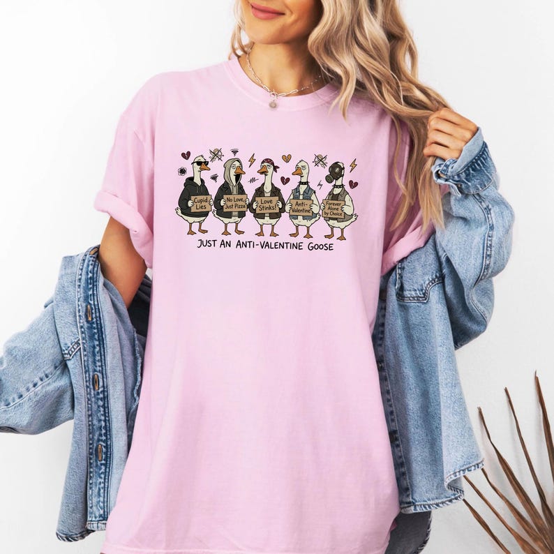 Anti Valentine Goose Shirt, Sarcastic Goose Love Hate Tee, Funny Goose ...