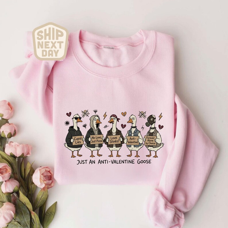 Anti Valentine Goose Shirt, Sarcastic Goose Love Hate Tee, Funny Goose ...