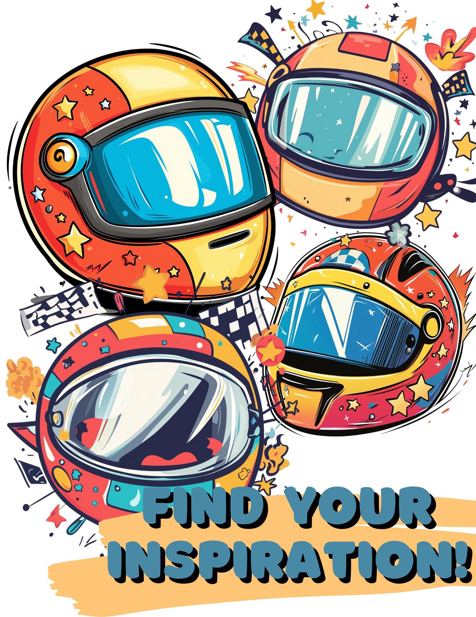 Racing Helmet Coloring Book | Printable Activity Book for Kids | Racing ...