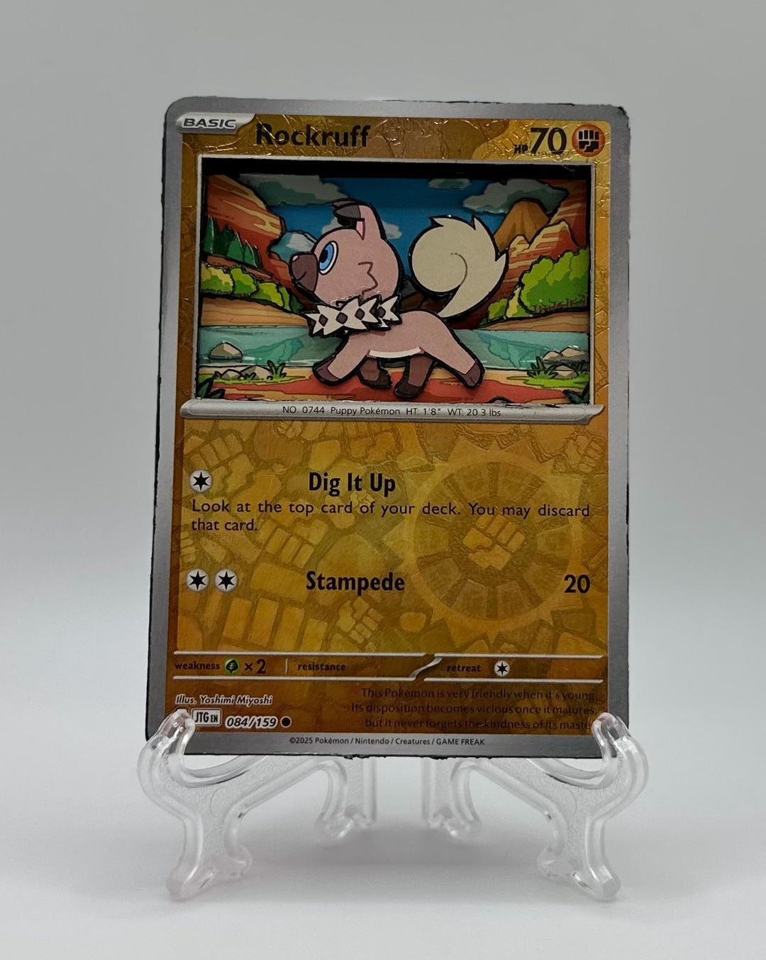 3D Rockruff Pokemon Card - Etsy