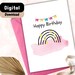 Printable Birthday Card, Rainbow Birthday Card, Happy Birthday Digital ...