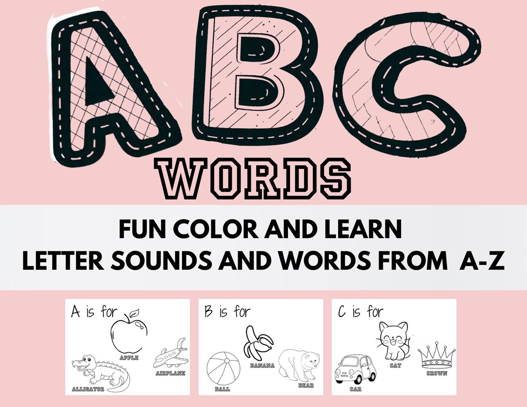 Alphabet Phonics Coloring Book | 26 Pages With Letters A-Z | Bold ...