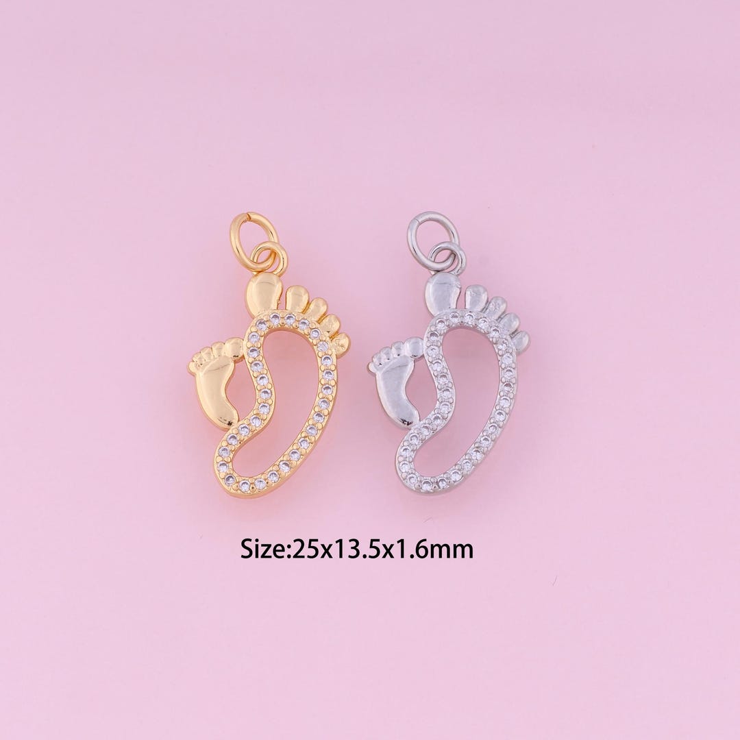 Foot Pendant,18k Gold Filled Foot Charm,cubic Zirconia Foot,foot Charms ...