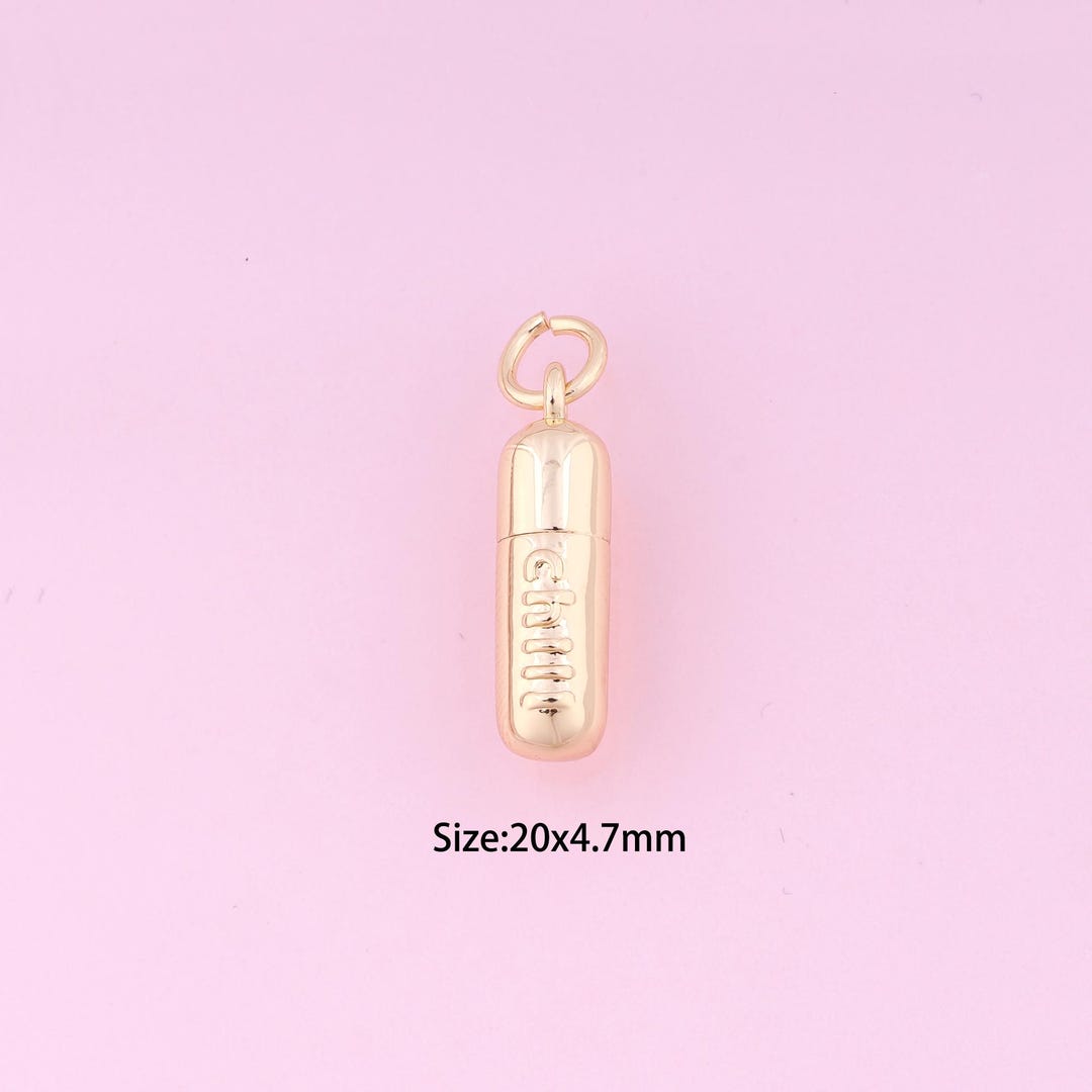 Capsule Pendant,18k Gold Filled Capsule Charm,capsule Charms,diy ...