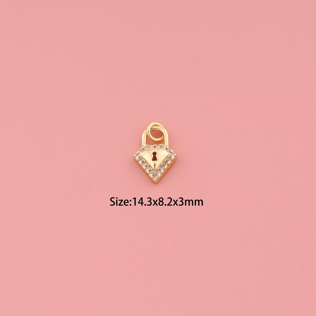 Triangle Pendant,18k Gold Filled Lock Charm,cubic Zirconia Triangle ...