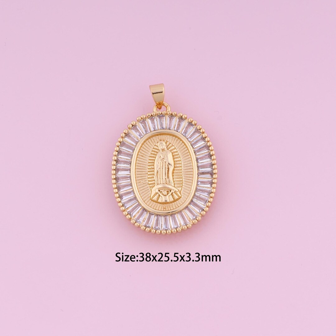 Virgin Mary Pendant,18k Gold Filled Religious Charm,cubic Zirconia ...