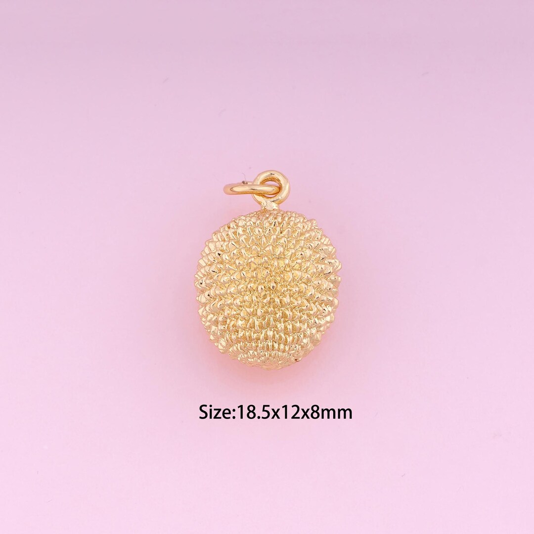 Durian Pendant,18k Gold Filled Fruit Charm,enamel Fruit,durian Charms ...