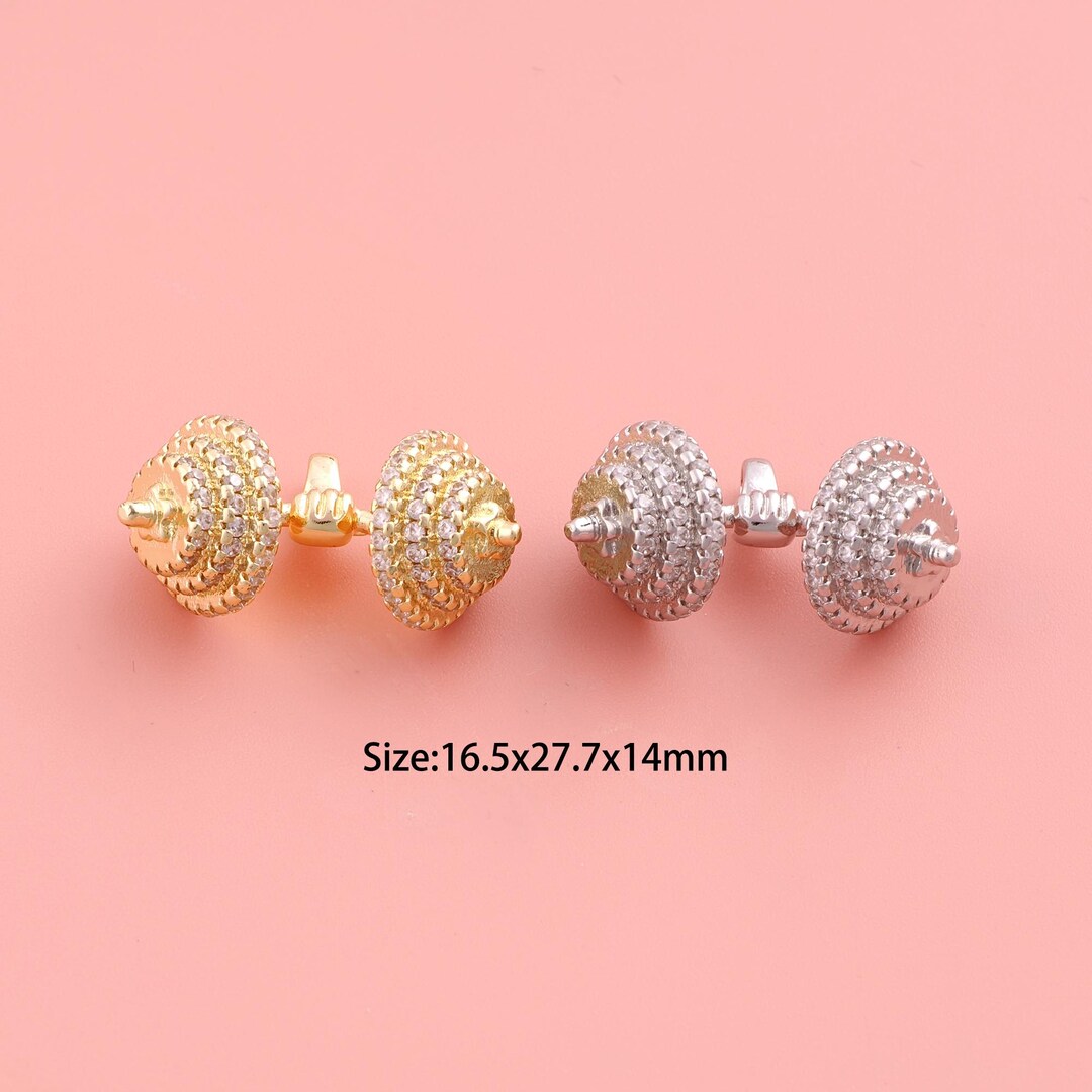 Barbells Pendant,18k Gold Filled Dumbbells Charm,cubic Zirconia ...