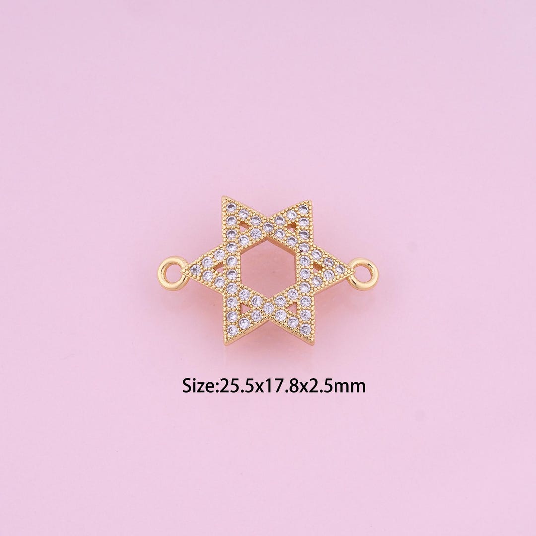 David Star Connector,18k Gold Filled Jewish Star Connector,cubic ...