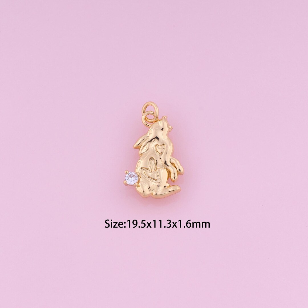 Rabbit Pendant,18k Gold Filled Animal Charm,cubic Zirconia Rabbit ...