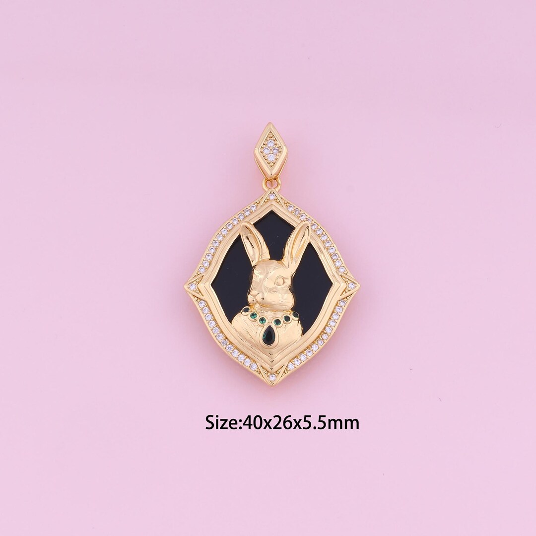 Rabbit Pendant,18k Gold Filled Animal Charm,cubic Zirconia Rabbit ...