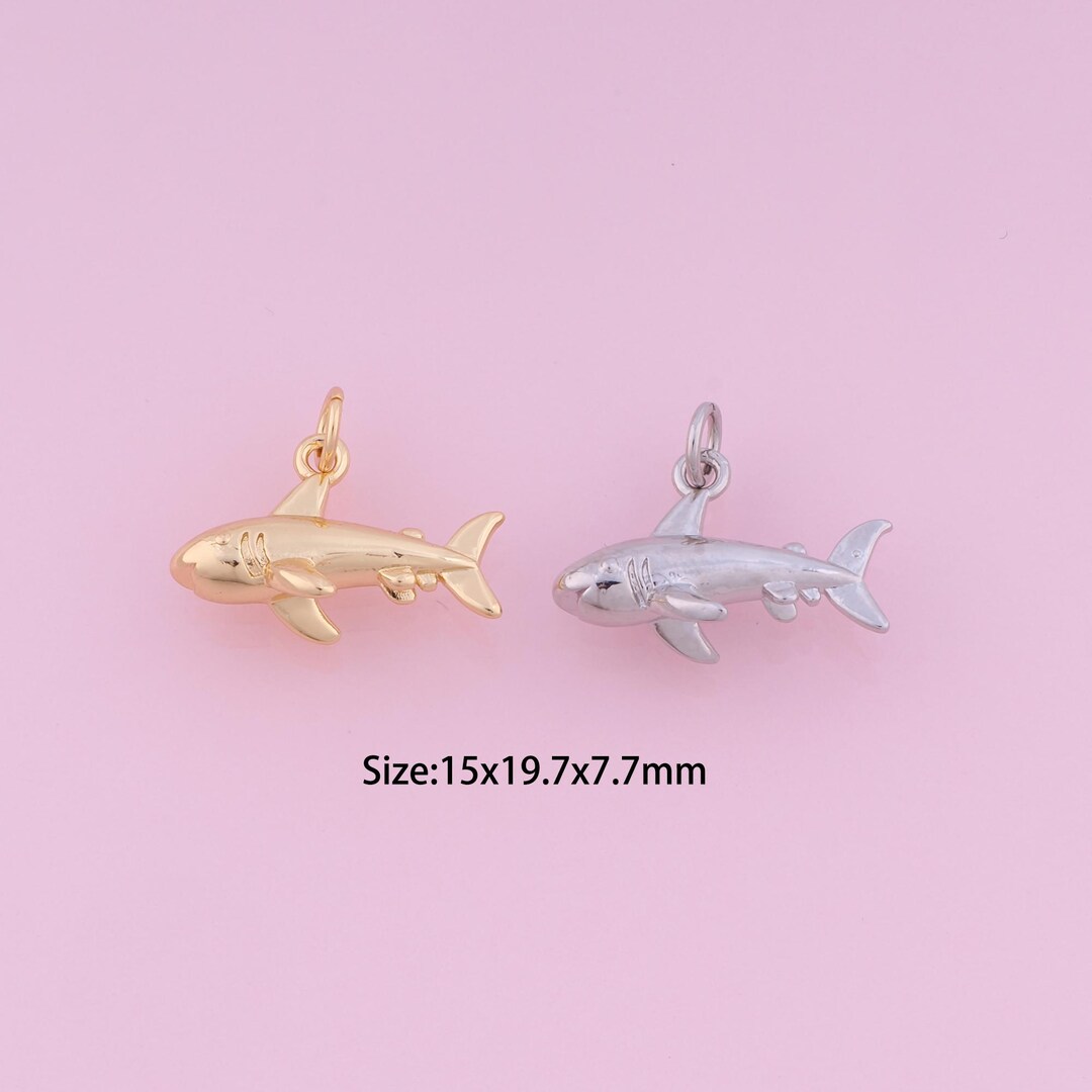 Shark Pendant,18k Gold Filled Shark Charm,shark Charms,diy Shark Charms ...