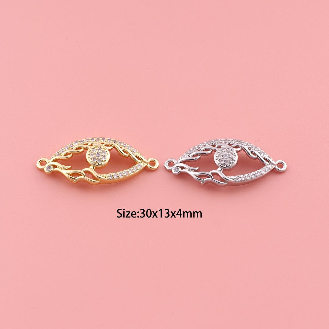 Evil Eye Connector,18k Gold Filled Devil Eye Connector,cubic Zirconia ...