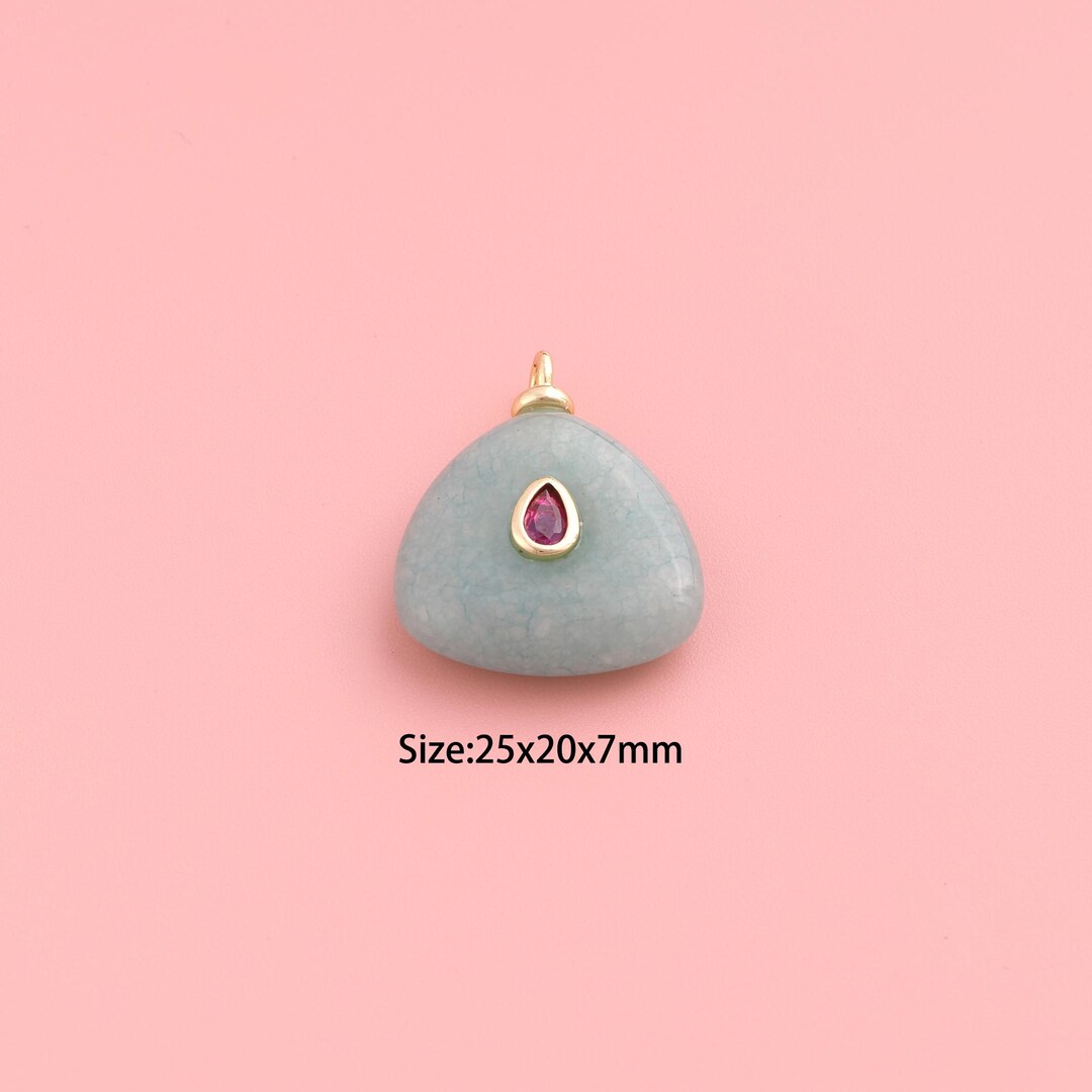 Energy Stone Pendant,18k Gold Filled Natural Stone Charm,triangle ...