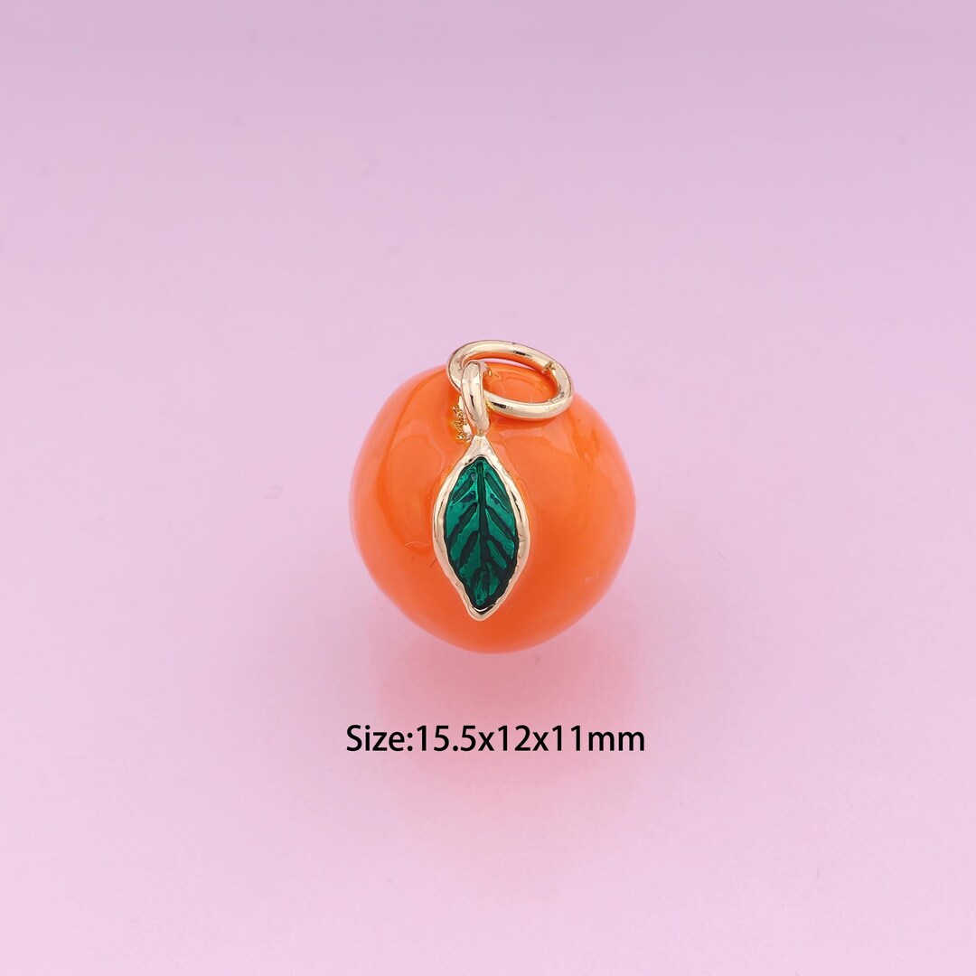 Orange Pendant,18k Gold Filled Fruit Charm,enamel Fruit,orange Charms ...