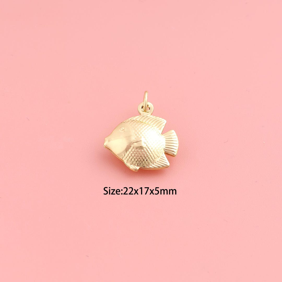 Fish Pendant,18k Gold Filled Marine Life Charm,fish Charms,diy Marine ...