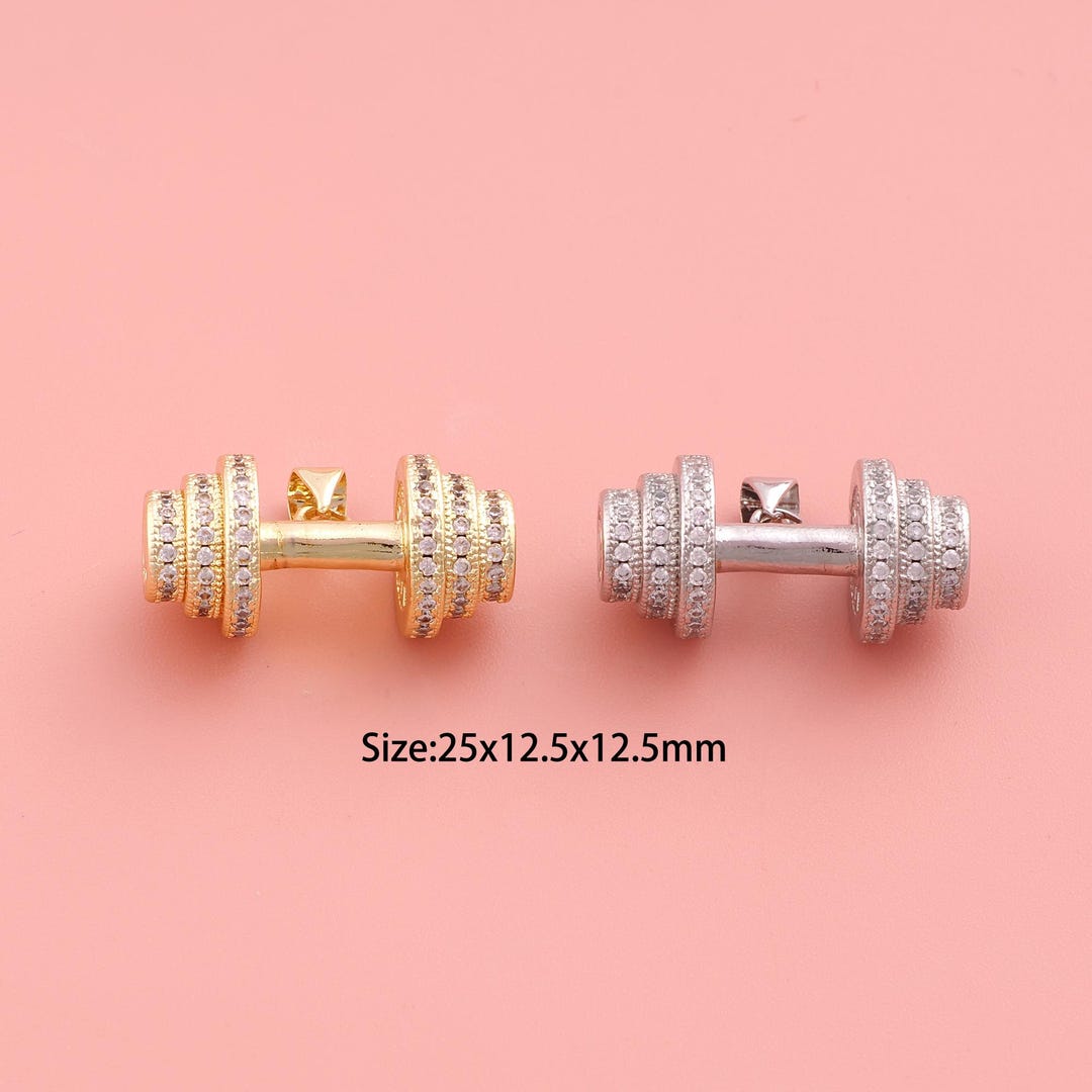 Barbells Pendant,18k Gold Filled Dumbbells Charm,cubic Zirconia ...