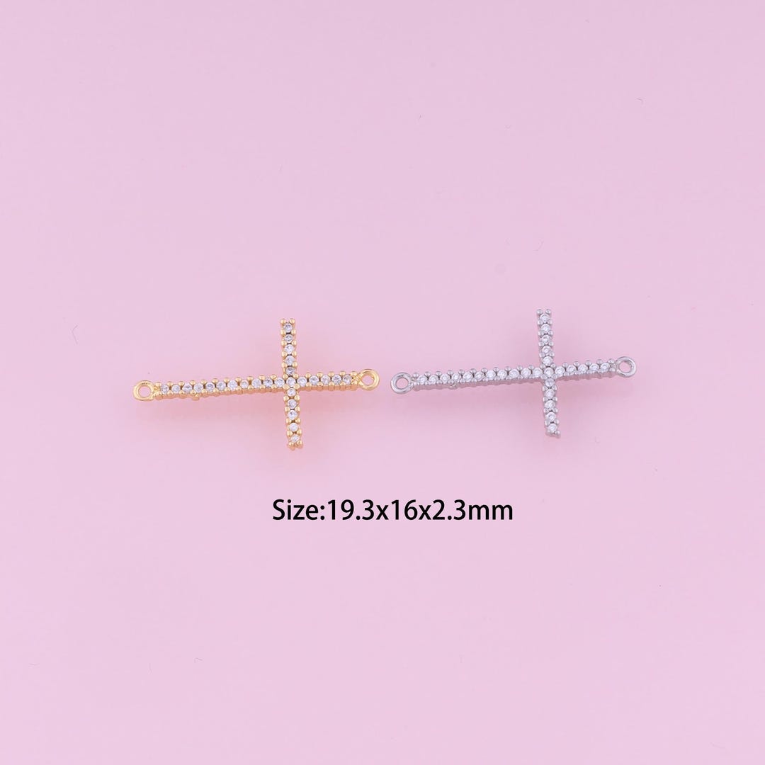 Cross Connector,18k Gold Filled Religious Connector,cubic Zirconia ...