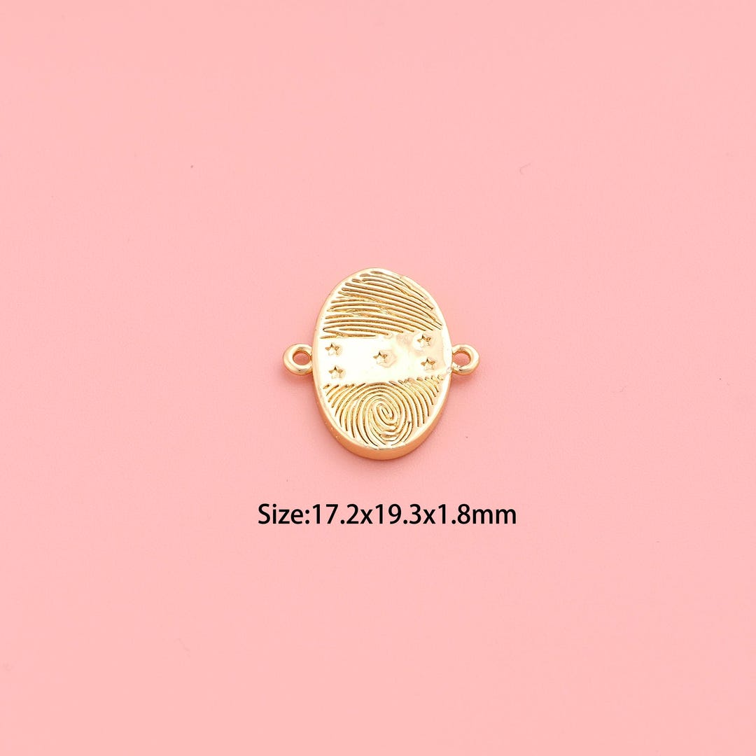 Fingerprint Connector,18k Gold Filled Oval Connector,fingerprint ...