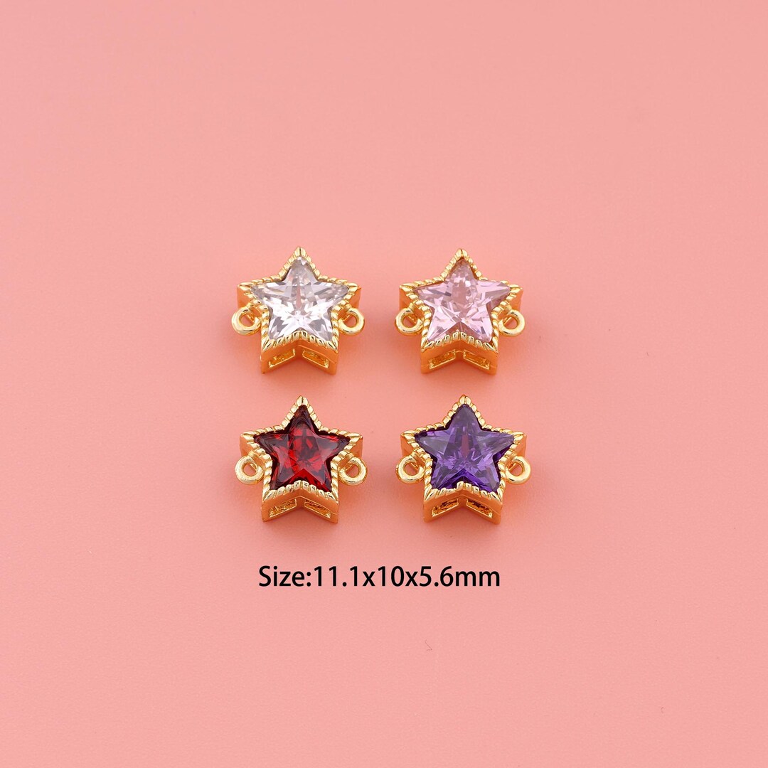 Star Connector,18k Gold Filled Pentagram Connector,cubic Zirconia ...