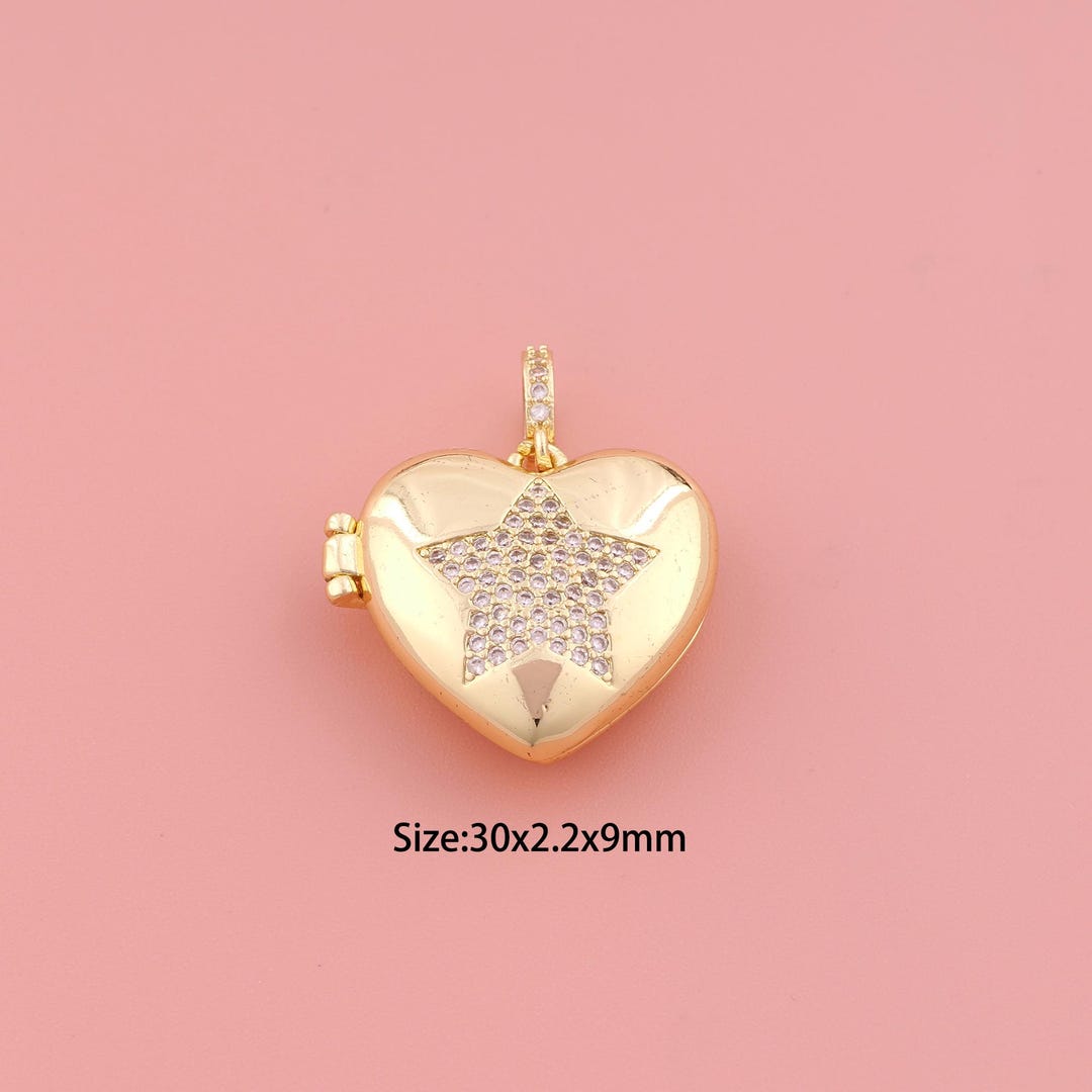 Star Pendant,18k Gold Filled Starburst Charm,cubic Zirconia Heart ...