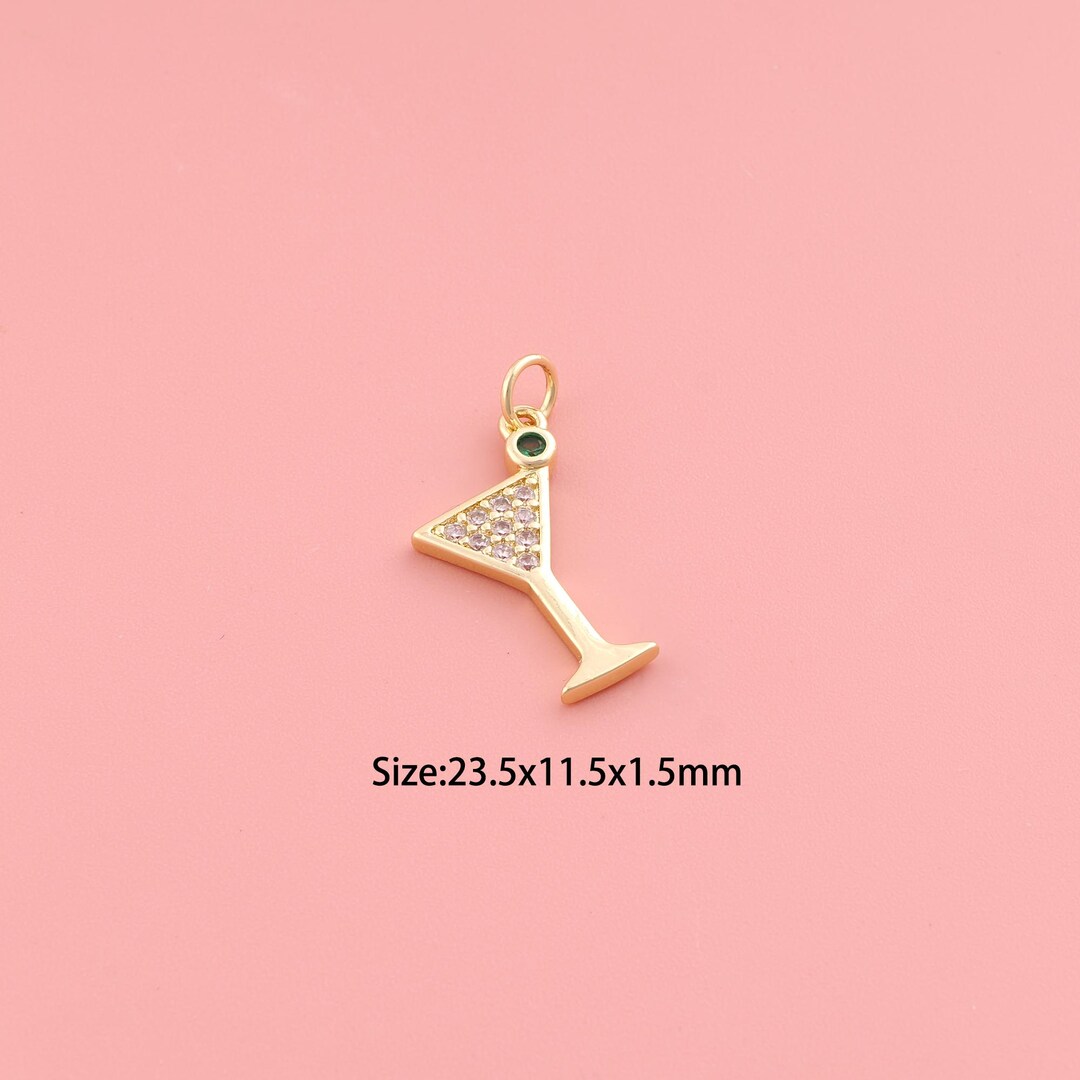 Goblet Pendant,18k Gold Filled Wine Glass Charm,cubic Zirconia Goblet ...