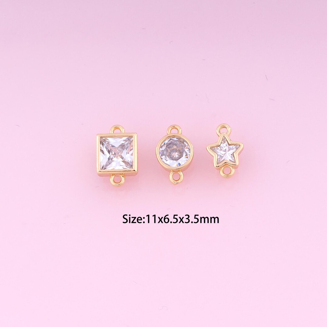 Square Connector,18k Gold Filled Round Connector,cubic Zirconia Star ...