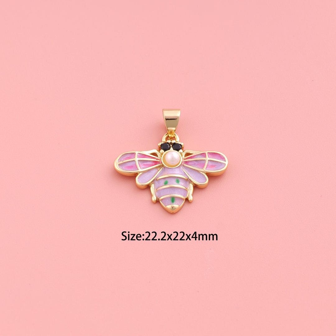 Bee Pendant,18k Gold Filled Insect Charm,enamel Bee,insect Charms,diy ...